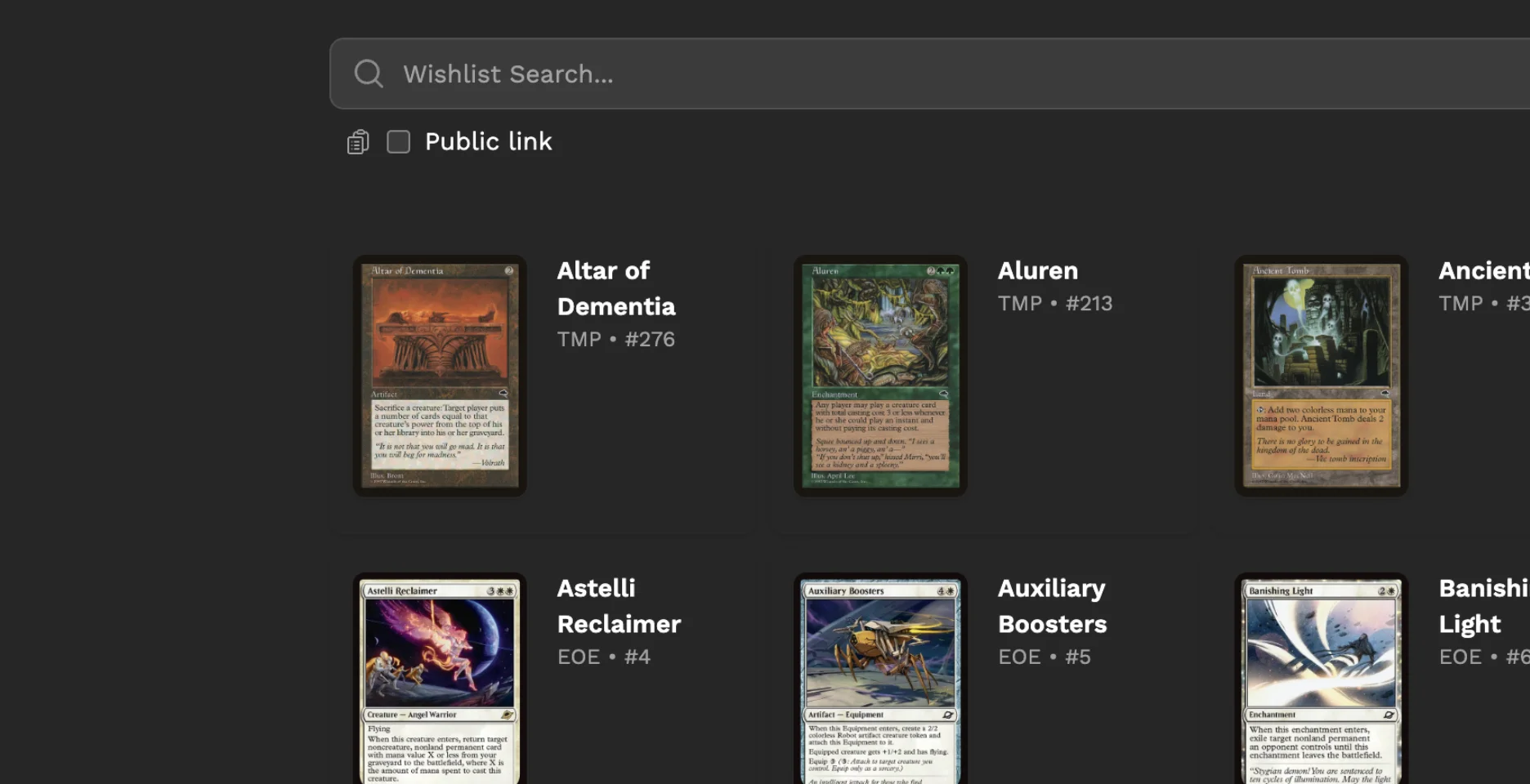 Set Binder - Magic: The Gathering Binder & Set Collection Tool