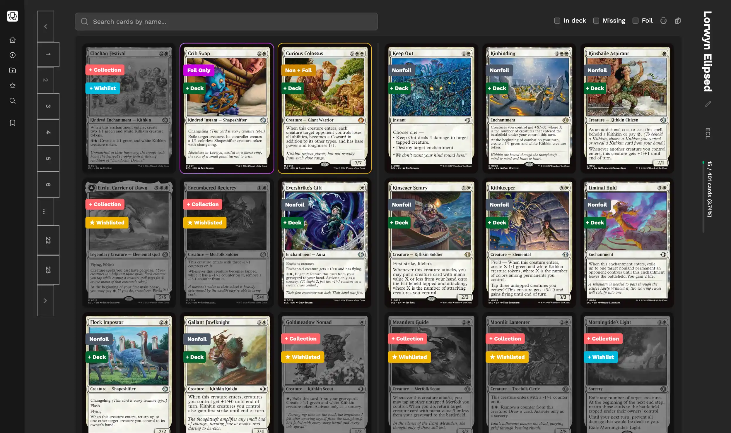 Set Binder - Magic: The Gathering Binder & Set Collection Tool